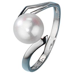 Jobo Damen Perlenring "Wei&szlig;goldring mit Perle 8 mm", 54, Perlen Wei&szlig;gold 333wei&szlig;gold 333, Perlen, Wei&szlig;gold 333, Fingerringe, 333 Wei&szlig;gold mit einer
