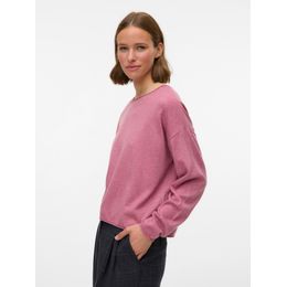 V&eacute;ro Moda VERO MODA Damen Strickpullover "VMEXCITING PLAIN LS O-NK ROLL PULLOV BOO"holly berry detail:melange, Gr. XL, meliert, Strick, Obermaterial: 72%