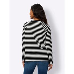Heine Damen Langarmshirt "Langarm-Shirt", bunt, Gr. 48, gemustert, gestreift, mehrfarbig, 63% Polyester, 33% Viskose, 4% Elasthan, Shirts