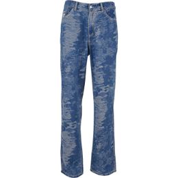 Karl Kani Damen Bequeme Jeans "Karl Kani OG K Distress Camo Five Pocket Denim"medium blau, Gr. 36, unifarben, 100% Baumwolle, Jeans
