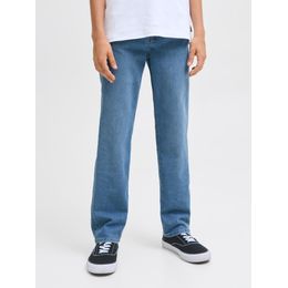 Jack & Jones Kinder Regular-fit-Jeans "JJICLARK JJORIGINAL SQ 452 JNR", blau, Gr. 128, JACK & JONES JUNIOR, Abriebeffekte, Denim/Jeans, Obermaterial: 76%
