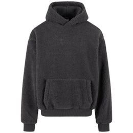Karl Kani Damen Kapuzensweatshirt "Karl Kani KK Metal Signature Teddy Hoodie"grau, Gr. XL, 100% Polyester, Sweatshirts