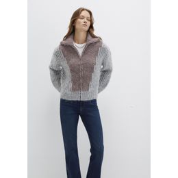 Strickpullover Mavi "FULL ZIP SWEATER", Damen, Gr. L, light grau melange, Grobstrick, 53% Acryl, 41% Polyester, 6% Polyamid, weit normal, ohne Ausschnitt, normaler Saum, Pullover Strickpullover, Sweatshirt mit Zip