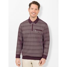 Hajo Herren Poloshirt "Langarm-Poloshirt", rot, Gr. 56, gemustert, mehrfarbig, 62% Baumwolle, 38% Polyester, Shirts