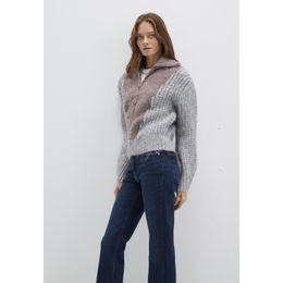 Mavi Damen Strickpullover "FULL ZIP SWEATER", grau, Gr. S, unifarben, Grobstrick, 53% Acryl, 41% Polyester, 6% Polyamid, Pullover, Sweatshirt mit Zip