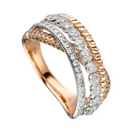 Jobo Damen Diamantring "Ring Ros&eacute;goldring verschlungen", 60, SI = kleine Einschl&uuml;sse, Diamanten Ros&eacute;gold 585ros&eacute;gold 585, Diamanten, Ros&eacute;gold 585,