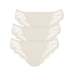 Nina von C. Damen String "3er Pack Damen String Silver Edition", Gr. 42, beige, Stoff, Obermaterial: 86% Polyamid PA. 14% Elasthan EL., Unterhosen