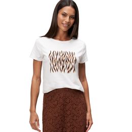 Zero Damen Kurzarmshirt "Damen T-Shirt mit Animalprint", braun, Gr. 40, bedruckt, Jersey, Obermaterial: 95% Baumwolle (Organic), 5% Elastan.