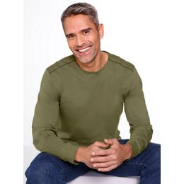 CLASSIC Herren Rundhalsshirt "Langarm-Shirt", gr&uuml;n, Gr. 56, unifarben, 100% Baumwolle, Shirts