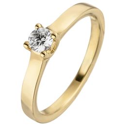 Diamantring JOBO "Ring Goldring Solitär" Gr. 58, gelbgold 585, Fingerringe, Damen, 58, SI = kleine Einschlüsse, Diamanten Gelbgold 585, Diamanten, Gelbgold 585, Diamantring, 585 Gold mit Diamant Brillant 0,25 ct.