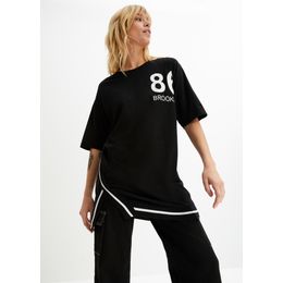 bonprix Damen Oversize-Shirt "Oversize-Shirt aus softem Viskose-Mix", schwarz, Gr. 52, Obermaterial: 50% Baumwolle, 50% Viskose. Besatz: 100%