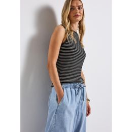 Tr&auml;gertop Street One, Damen, Gr. 42, pine grove gr&uuml;n, Rippware, Obermaterial: 94% Baumwolle, 6% Elasthan, gestreift, regular fit taillenbedeckt, U-Boot-Ausschnitt, Tops Tr&auml;gertop, mit Streifen Muster