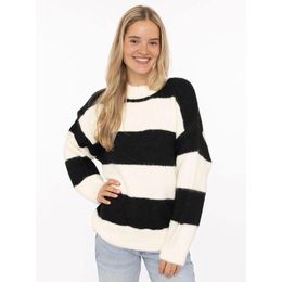 Zwillingsherz Damen Strickpullover ""Blockstreifen""schwarz, Gr. S, Strick, Obermaterial: 77% Polyester, 11% Nylon, 8% Wolle, 4% Elasthan, Pullover,