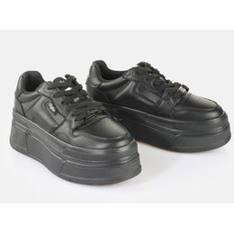 Buffalo Damen Plateausneaker "BESU VEGAN", Gr. 40schwarz, Lederimitat, Schuhe, Streetwear-Sneaker, Schn&uuml;rschuh, Halbschuh mit Memory Foam-Innensohle