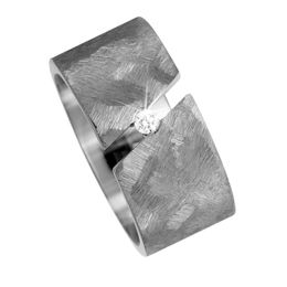 Jobo Damen Partnerring "Breiter Ring Titanring", 60, SI = kleine Einschl&uuml;sse, Diamanten Titantitanfarben, Diamanten, Titan, Fingerringe, Titan matt
