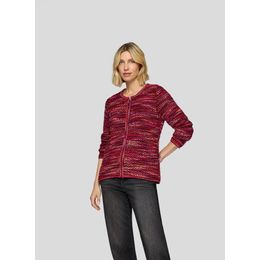 Strickjacke Rabe, Damen, Gr. 38, merlot, Strick, Obermaterial: 63% Polyacryl, 18% Baumwolle, 16% Wolle, 3% Polyamid, gemustert, gestreift, gerade h&uuml;ftbedeckend, Rundhals, Strickjacken Strickjacke, im Streifen-Design und in Strick-Optik