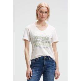 V-Shirt SOCCX, Damen, Gr. S, wei&szlig;, Single Jersey, Material: 95% Baumwolle, 5% Elasthan, bedruckt, slim fit normal, V-Ausschnitt, eingesetzt gerader Abschluss, Shirts, mit Baumwolle