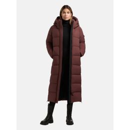 Steppmantel Khujo "Dote2", Damen, Gr. L (40), rot, Obermaterial: 100% Polyester. Innenfutter: 100% Nylon. Wattierung: 100% Polyester, Basic, gerade wadenlang, hoch geschlossener Ausschnitt, &Auml;rmel ohne &Auml;rmelschlitz B&uuml;ndchen, M&auml;ntel Steppmantel, Extralanger Damen Mantel mit abnehmbarer Kapuze