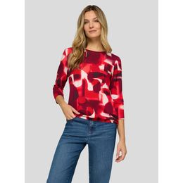 Rabe Damen 3/4-Arm-Shirtmohn, Gr. 52, bedruckt, Web, Obermaterial: 95% Viskose, 5% Elasthan, Shirts, mit grafischem Muster und Glitzer-Rundhals