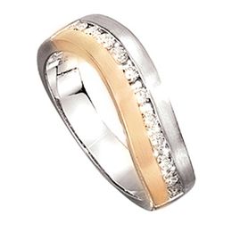 Jobo Damen Diamantring "Ring Goldring", 58, P1 = bei 10-facher Vergr&ouml;&szlig;erung erkennbare Einschl&uuml;sse, Diamanten Gelbgold 585 Wei&szlig;gold 585gelbgold 585,