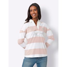 Heine Damen Poloshirt "Poloshirt", beige, Gr. 46, gemustert, mehrfarbig, 100% Baumwolle, Shirts
