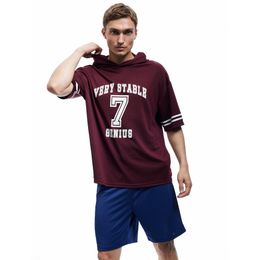 KOTON Shirt Herren Gr&ouml;&szlig;e S bordeaux / wei&szlig;