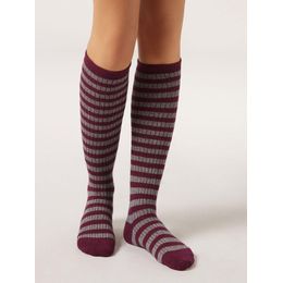 CALZEDONIA Socken Damen Gr&ouml;&szlig;e 36/41 grau / dunkelrot
