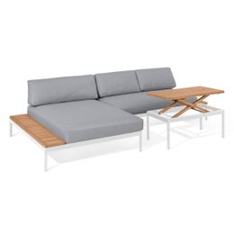 Tchibo - Premium Lounge-Ecke &raquo;Liska&laquo; mit h&ouml;henverstellbarem Couchtisch - 2x78x71,5cm - hellgrau - Polyester / Eukalyptus-Massivholz / Aluminium