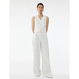 KOTON Bundfaltenhose Damen Gr&ouml;&szlig;e 44 marine / wei&szlig;