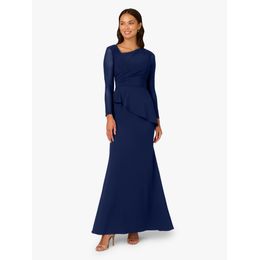 Adrianna Papell Langes Abendkleid 'Knit Crepe Combo Mesh Gown' Damen Gr&ouml;&szlig;e 46 dunkelblau Winterkleid