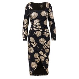 Adrianna Papell Cocktail Dress 'Floral Metallic Knit Midi Dress' female Blue size 40
