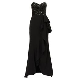 Adrianna Papell Langes Abendkleid 'Strapless Bead Mesh Dress' Damen Größe 34 schwarz Winterkleid