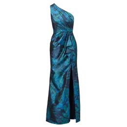 Adrianna Papell Langes Abendkleid 'One Shoulder Jacquard Gown' Damen Gr&ouml;&szlig;e 38 blau Winterkleid