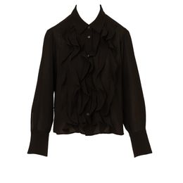 Adrianna Papell Langarmbluse 'Long Sleeve Sheer Ruffle Front Blouse' Damen Gr&ouml;&szlig;e XL schwarz