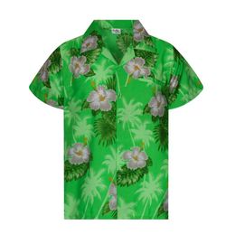 King Kameha Button Up Shirt 'Small Flower' boy Green size 146/164