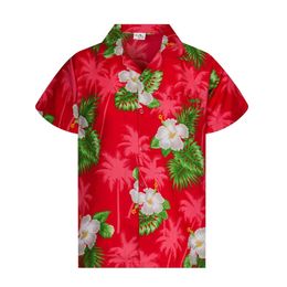 King Kameha Button Up Shirt 'Small Flower' boy Red size 164/176