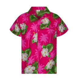 King Kameha Button Up Shirt 'Small Flower' boy Pink size 146/164