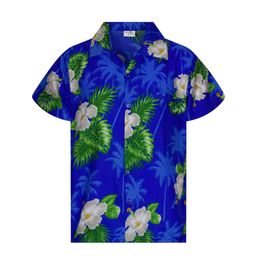 King Kameha Button Up Shirt 'Small Flower' boy Blue size 134/146