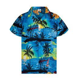 King Kameha Button Up Shirt 'Surf' boy Blue size 116/128