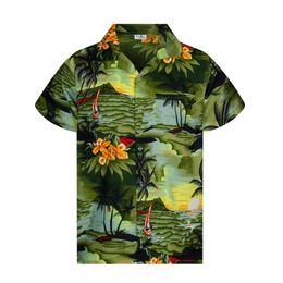 King Kameha Button Up Shirt 'Surf' boy Green size 134/146
