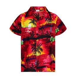 King Kameha Button Up Shirt 'Surf' boy Red size 134/146