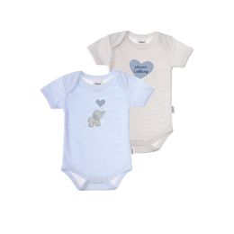 Liliput Jungen Body "Elefant", Gr. 74, blau, 100% Baumwolle, bedruckt, Bodys, mit dehnbarem Ausschnitt