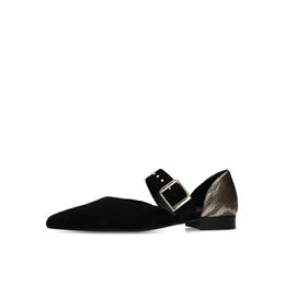 Manfield Riemchenballerina Damen Gr&ouml;&szlig;e 37 schwarz / silber