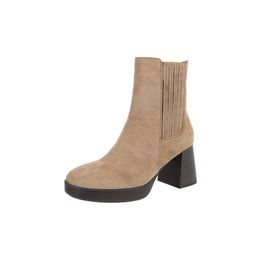 Ital-Design Stiefelette Damen Gr&ouml;&szlig;e 38 hellbraun Winterschuhe