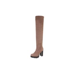 Ital-Design Overknees Damen Gr&ouml;&szlig;e 37 dunkelbeige Winterschuhe