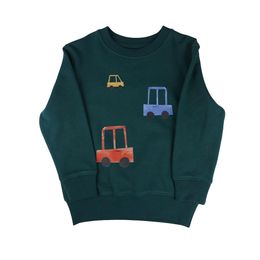 MelaDi Sweatshirt 'Autos' M&auml;dchen Gr&ouml;&szlig;e 122/128 gr&uuml;n