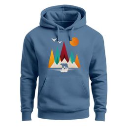 Neverless Sweatshirt 'Berg B&auml;r Polygon' male Blue size 3 XL