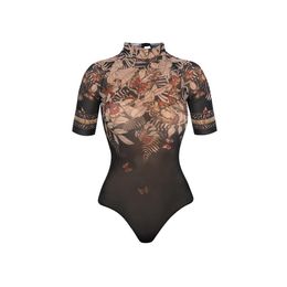 JIORO Blusenbody 'MIDNIGHT BUTTERFLIES' Damen Gr&ouml;&szlig;e XXL schwarz