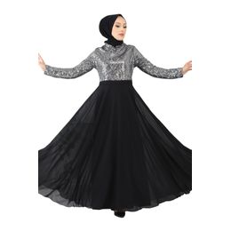 Modamihram Abendkleid Damen Gr&ouml;&szlig;e 46 schwarz / silber Winterkleid