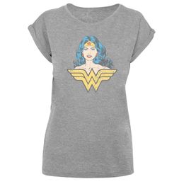 F4NT4STIC T-Shirt 'DC Comics Superhelden Wonder Woman Gaze' Damen Gr&ouml;&szlig;e XXL nude / cyanblau / honig / graumeliert